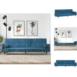 vidaXL - Sofas - Living Schlafsofa mit Kissen Blau Samt - Blau