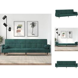 vidaXL - Sofas - Living Schlafsofa mit Kissen Dunkelgrün Samt - Grün