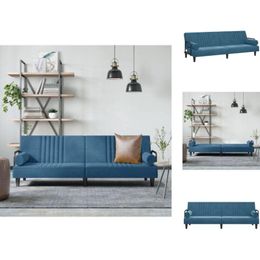 vidaXL - Sofas - Living Schlafsofa mit Armlehnen Blau Samt - Blau