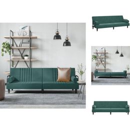 vidaXL - Sofas - Living Schlafsofa mit Armlehnen Dunkelgrün Samt - Grün