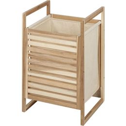 Wenko - Wäschekorb aus Holz mit Stoffsack acina, 56 l