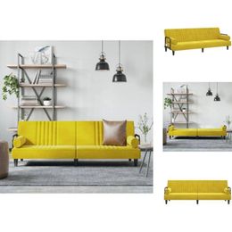 vidaXL - Sofas - Living Schlafsofa mit Armlehnen Gelb Samt - Gelb