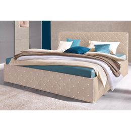 Polsterbett, beige (sand), B:150cm L:212cm, Bezug Bett: Microfaser (100% Polyester);Bonnell-Federkernmatratze: 51% Polypropylen, 39% Polyester, 10% Baumwolle;Kaltschaummatratze: 100% Polyester, Bezug abnehm- und waschbar bis 60C, Westfalia Schlafkomfort, Betten, inkl. Bettkasten bei Ausführung mit Matratze