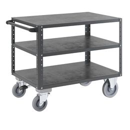 eurokraft pro Montagewagen CustomLine, 3 Etagen, mit Zentralstopp, anthrazitgrau