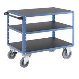 eurokraft pro Montagewagen CustomLine, 3 Etagen, mit Zentralstopp, lichtblau