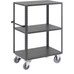eurokraft pro Etagenwagen CustomLine, 4-seitig offen, 3 Etagen, mit Zentralstopp, anthrazitgrau RAL 7016