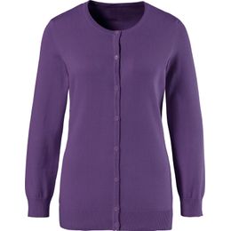 Damen Strickjacke aus reiner Baumwolle lila, Gr&ouml;&szlig;e 38
