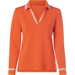 Damen Poloshirt mit Kontrast-Akzenten orange-sand-gemustert, Gr&ouml;&szlig;e 38