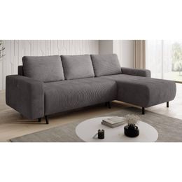 Wohnlandschaft Ecksofa RIMINI Cord Grau