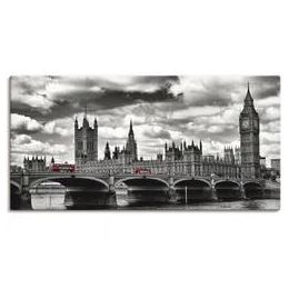 Wandbild Artland "London Westminster Bridge & Red Buses", schwarz, B:150cm H:75cm, Canvas, Leinwand, Bilder, als Leinwandbild, Poster, Wandaufkleber in verschied. Größen