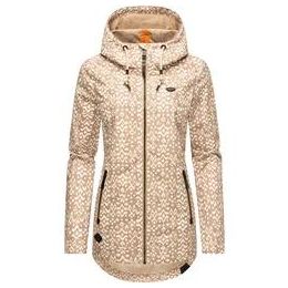 Outdoorjacke Ragwear "Zuzka Ikat" Gr. XL (42), braun (latte macchiato), Damen, Außenmaterial: 100% Polyester, Innenfutter: 100% Polyester, Jacken, Wasserdichte Übergangsjacke mit großer Kapuze