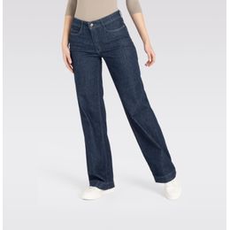 Weite Jeans MAC "WIDE", Damen, Gr. 36, Länge 32, blau (fashion rinsed), Denim/Jeans, Obermaterial: 91% Baumwolle, 7% Elastomultiester, 2% Elasthan, casual, bequem, Jeans