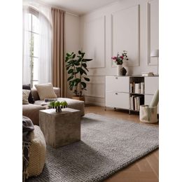 benuta Pure Wollteppich Beads Grau 80x150 cm - Naturfaserteppich aus Wolle