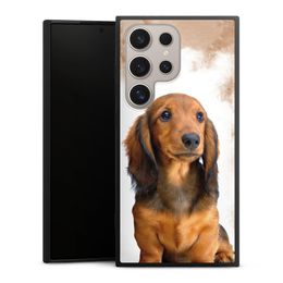 DeinDesign Galaxy S24 Ultra Handy Premium Silikon H&uuml;lle Handyh&uuml;lle schwarz Case Pet Dachshund Dog Silikon Premium Case