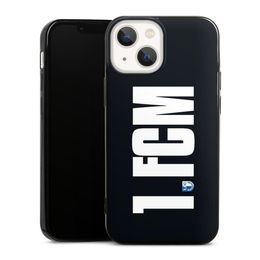 DeinDesign iPhone 13 Mini Handy Slim Case extra d&uuml;nn Silikon Handyh&uuml;lle schwarz H&uuml;lle 1. Fcm 1. Fc Magdeburg Official Licensed Product Silikon Slim Case