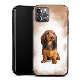 DeinDesign iPhone 12 Pro Handy Silikon H&uuml;lle Case schwarz Handyh&uuml;lle Pet Dachshund Dog