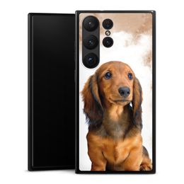 DeinDesign Galaxy S23 Ultra Handy Silikon H&uuml;lle Case schwarz Handyh&uuml;lle Pet Dachshund Dog
