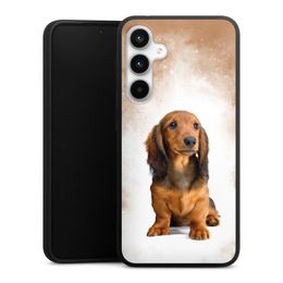DeinDesign Galaxy A35 5G Handy Premium Silikon H&uuml;lle Handyh&uuml;lle schwarz Case Pet Dachshund Dog Silikon Premium Case