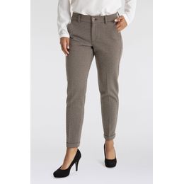 Chinohose Angels "LOUISA CHINO", Damen, Gr. 42, Länge 30, braun (hazelnut), Web, Obermaterial: 72% Polyester, 26% Viskose, 2% Elasthan, casual, Hosen, mit Strukturmuster