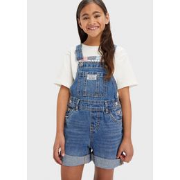 Latzhose LEVI'S KIDS Gr. 8 (128), N-Gr, blau (thechange), Mädchen, Denim/Jeans, Obermaterial: 100% Baumwolle, Hosen, mit Knöpfen an der Taille for GIRLS