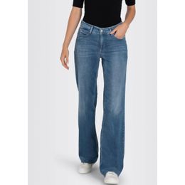 Weite Jeans MAC "DREAM WIDE" Gr. 34, Länge 30, blau (summer mid blau30), Damen, Denim/Jeans, Obermaterial: 75% Baumwolle, 12% Modal, 9% Polyester, 4% Elasthan, unifarben, Jeans, mit weitem Bein-Stretch