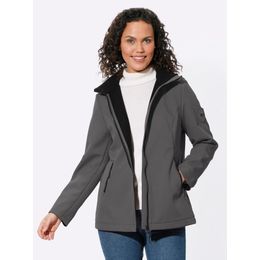 Softshelljacke Casual Looks, Damen, Gr. 52, grau (anthrazit), 98% Polyester, 2% Elasthan, unifarben, Langarm, Jacken