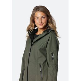 Regenmantel Ilse Jacobsen "RAIN37L" Gr. 38, grün (army), Damen, Obermaterial: 94% Polyester, 6% Elasthan; Futter: 100% Polyester, Mäntel, Wasserabweisend,Kapuze,wasserdicht,2 Wege Reißverschluss