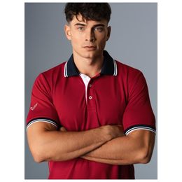 Poloshirt TRIGEMA "TRIGEMA Poloshirt aus Coolmax Material", Herren, Gr. L, braun (kirsch), 100% Polyester (recycelt), sportlich, Shirts