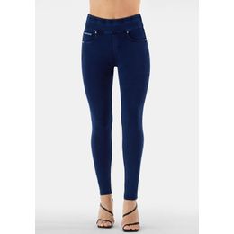 Shapingleggings Freddy "NOW SKINNY YOGA" Gr. M, N-Gr, blau (blau navy), Damen, Web, Obermaterial: 84% Baumwolle, 16% Elasthan, Hosen, mit Lifting & Shaping Effekt und Umschlagbund