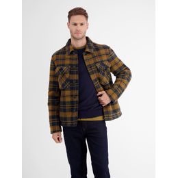 Hemdjacke Lerros "Lerros Kariertes Overshirt-Jacket", Herren, Gr. S, braun (hazel braun), 52% Polyester, 40% Polyacryl, 8% Wolle, Jacken