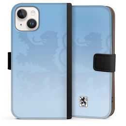 DeinDesign iPhone 14 Handy Klapph&uuml;lle Handyh&uuml;lle aus Kunst Leder schwarz Flip Case Official Licensed Product Logo Tsv 1860 M&uuml;nchen Sideflip mit Lasche