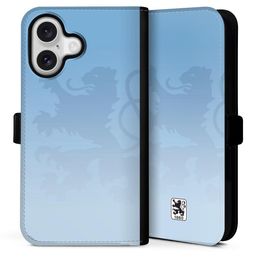 DeinDesign iPhone 16 Handy Klapph&uuml;lle Handyh&uuml;lle aus Kunst Leder schwarz Flip Case Official Licensed Product Logo Tsv 1860 M&uuml;nchen Sideflip mit Lasche