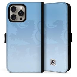 DeinDesign iPhone 16 Pro Handy Klapph&uuml;lle Handyh&uuml;lle aus Kunst Leder schwarz Flip Case Official Licensed Product Logo Tsv 1860 M&uuml;nchen Sideflip mit Lasche