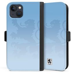 DeinDesign iPhone 13 Handy Klapph&uuml;lle Handyh&uuml;lle aus Kunst Leder schwarz Flip Case Official Licensed Product Logo Tsv 1860 M&uuml;nchen Sideflip mit Lasche