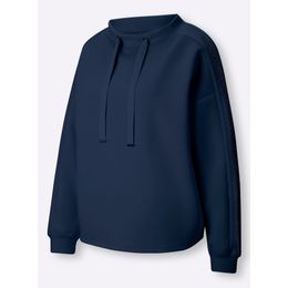 Heine Witt Damen Sweatshirt mit Galonstreifen aus Ziersteinchen, dunkelblau, Gr&ouml;&szlig;e 48