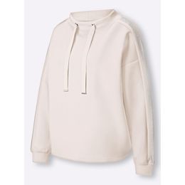 Heine Witt Damen Sweatshirt mit Galonstreifen aus Ziersteinchen, champagner, Gr&ouml;&szlig;e 34