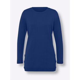 sheego Gro&szlig;e Gr&ouml;&szlig;en Longpullover mit Seitenschlitzen, royalblau, Gr&ouml;&szlig;e 44 - Damen