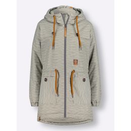 WITT Damen Jacke wind- und wasserabweisend, khaki-wei&szlig;-geringelt, Gr&ouml;&szlig;e 50