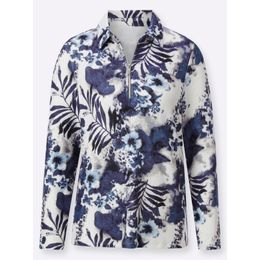 WITT Damen Poloshirt in winterlicher Qualit&auml;t, hellblau-marine-bedruckt, Gr&ouml;&szlig;e 50