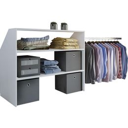 ebuy24 Dacho Regal , Regal, Kleiderschrank Schrägwand 2 Regale und 1 Kleiderstange weiß.