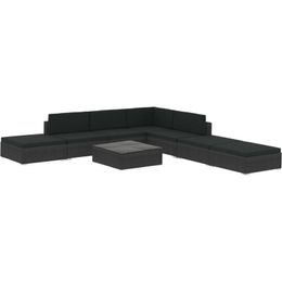 8-tlg. Garten-Lounge-Set mit Auflagen Poly Rattan Schwarz vidaXL