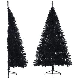 Künstlicher Halb-Weihnachtsbaum mit Ständer Schwarz 240 cm pvc vidaXL