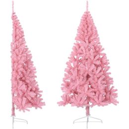 Künstlicher Halb-Weihnachtsbaum mit Ständer Rosa 240 cm pvc vidaXL