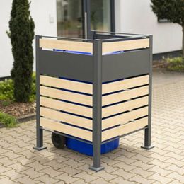 WESTMANN - Mülltonnenverkleidung Planum 1er Box grau / holz 80 x 80 x 120 cm (b x t x h)