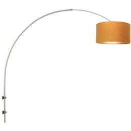 Steinhauer Wandlampe Bogenleuchte Wandleuchte Stahl Textil gold beweglich E27 L 160 cm