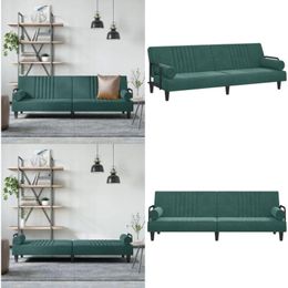 vidaXL Schlafsofa mit Armlehnen Dunkelgrün Samt - Schlafsofa - Schlafsofas - Home & Living - Grün