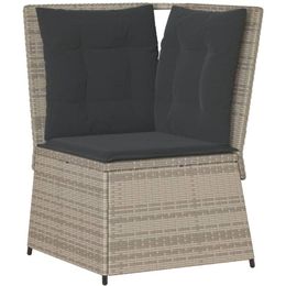 Garten-Ecksofa mit Kissen Hellgrau Poly Rattan vidaXL