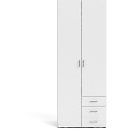 ebuy24 Space Kleiderschrank 201x78x50cm, 2 Türen, 3 Schubladen weiß.