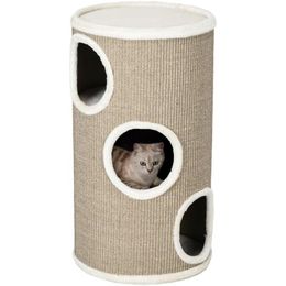 PawHut - Kratztonne, Höhe 70 cm, Spieltonne für Katzen, 3 Ebenen, Katzenkratzbaum mit 3 Höhlen, Katzenbaum, Kratzturm aus Sisal, Katzenmöbel, Plüsch,