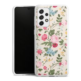 DeinDesign Galaxy A33 5G Handy Silikon H&uuml;lle Case wei&szlig; Handyh&uuml;lle Flowers Vintage Ornament Silikon Case
